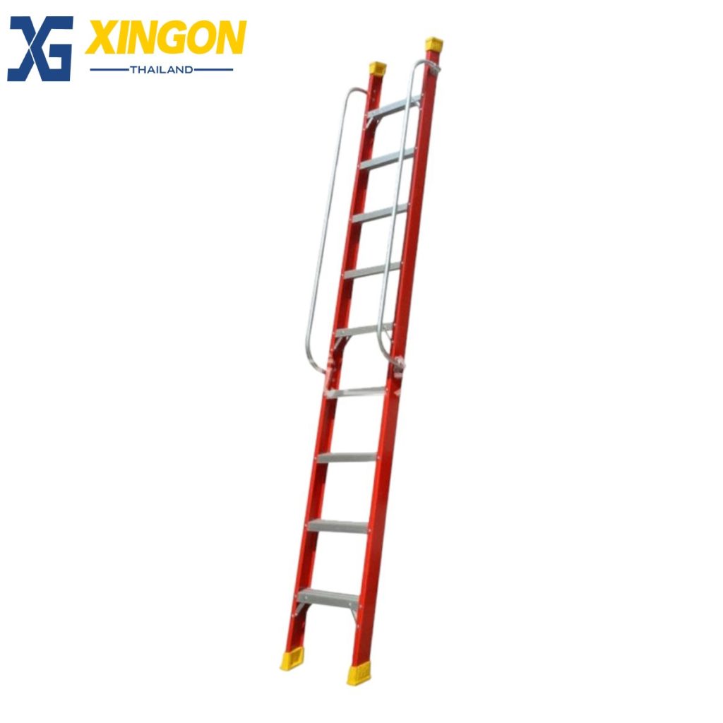 บันไดไฟเบอร์กลาสแบบพาดมีราวจับ6ขั้นมีตะขอเกี่ยว XG-158FA6